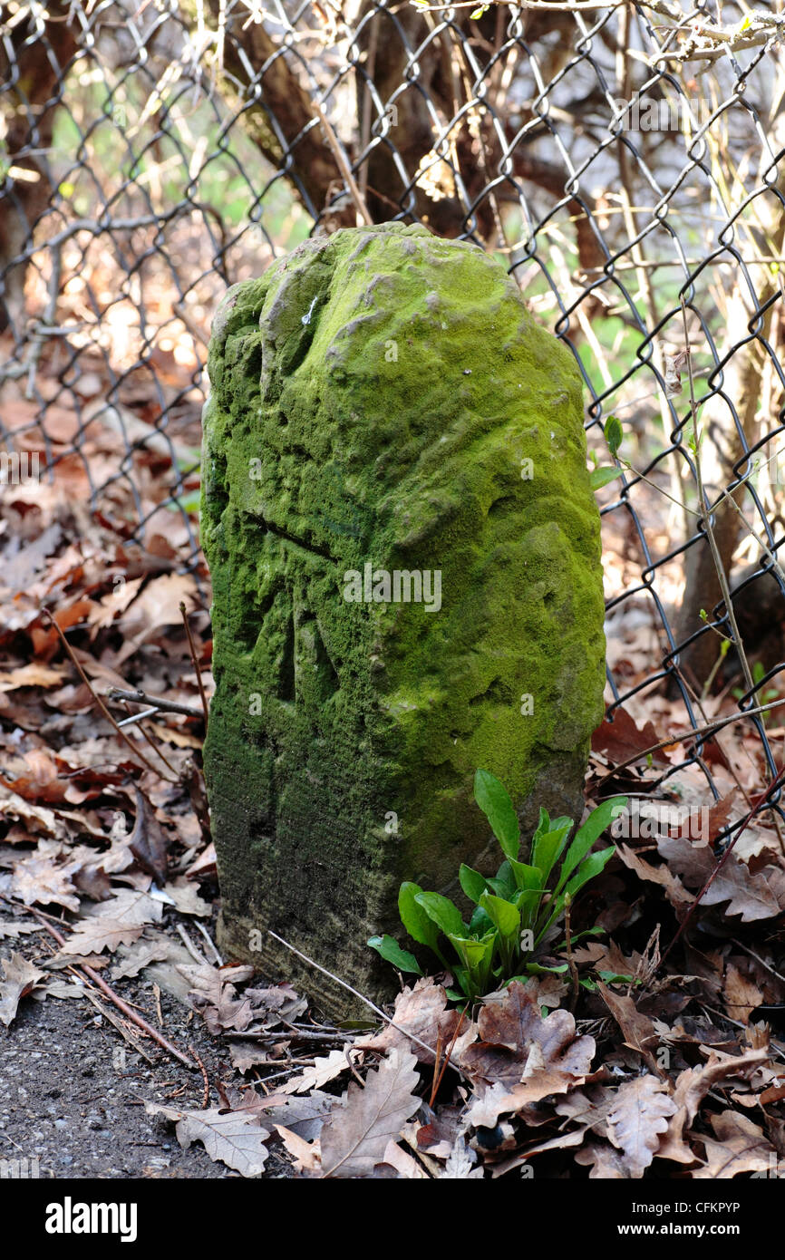 A boundary stone used by the Ordnance survey for marking boundaries ...