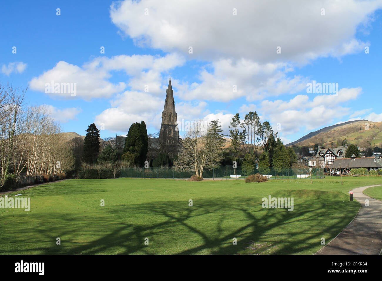 White Platts recreation ground and St Mary's Church, Ambleside, Cumbria ...