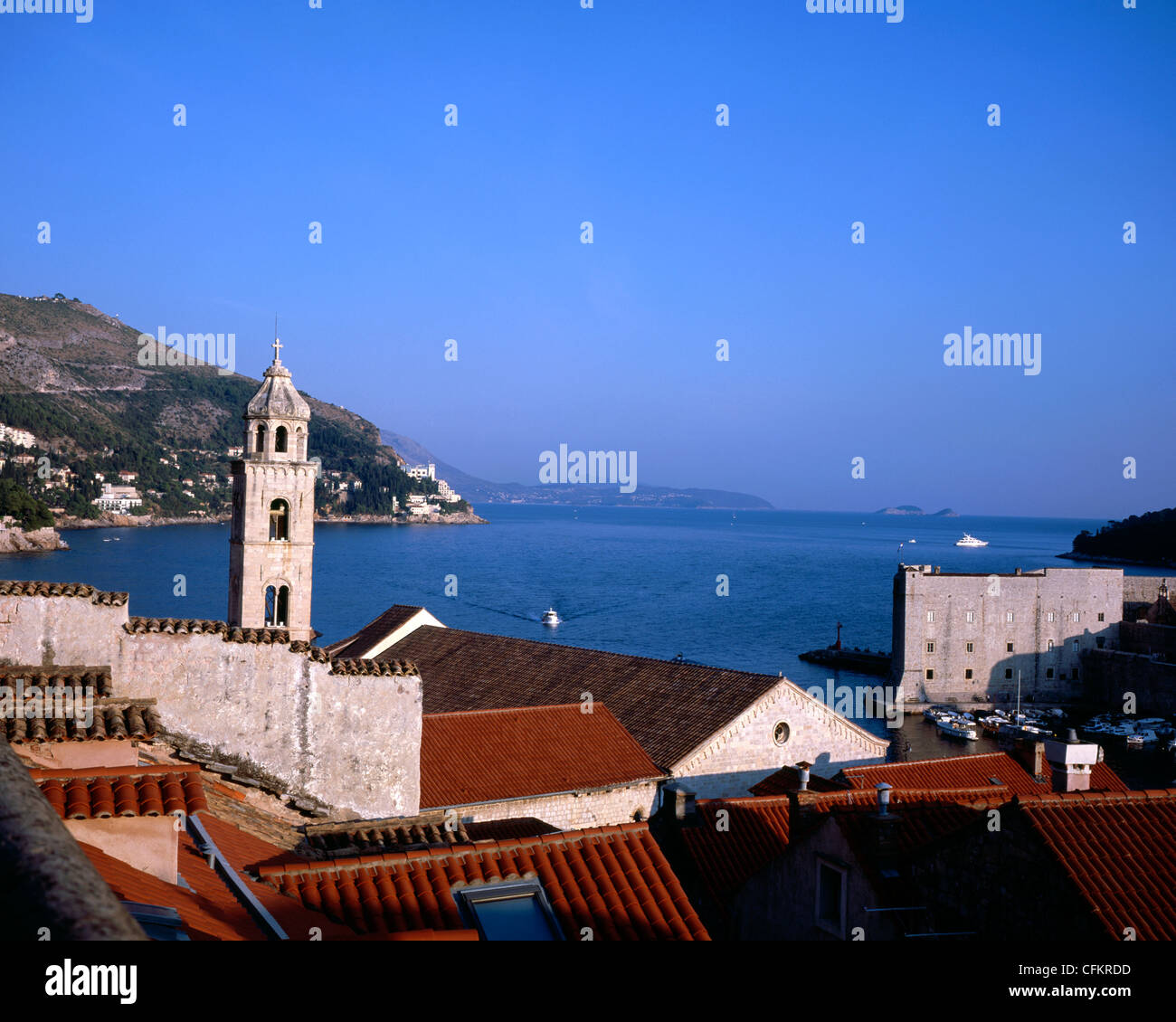 The bell tower of The Dominican Monastery Dubrovnik Croatia Stock Photo ...