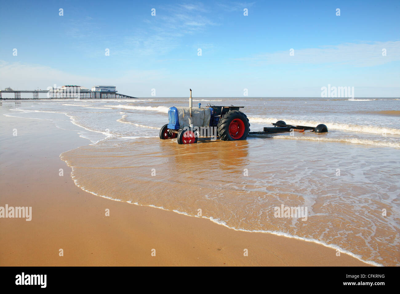 One of the old rusting tractors that the crab fishermen use to launch ...