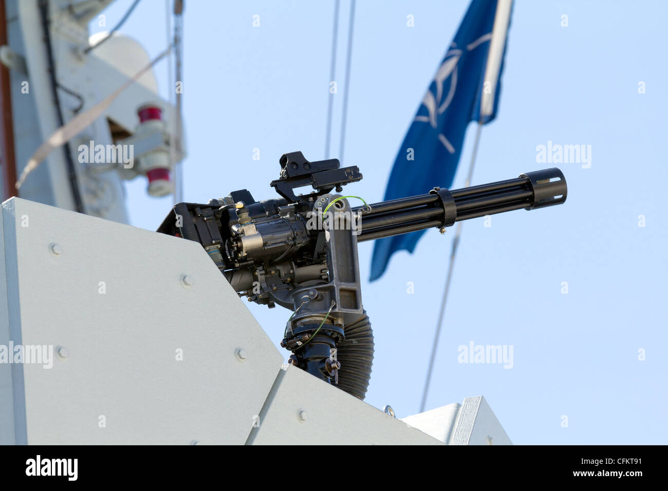A machine gun on the side of a British Navy warship Stock Photo - Alamy