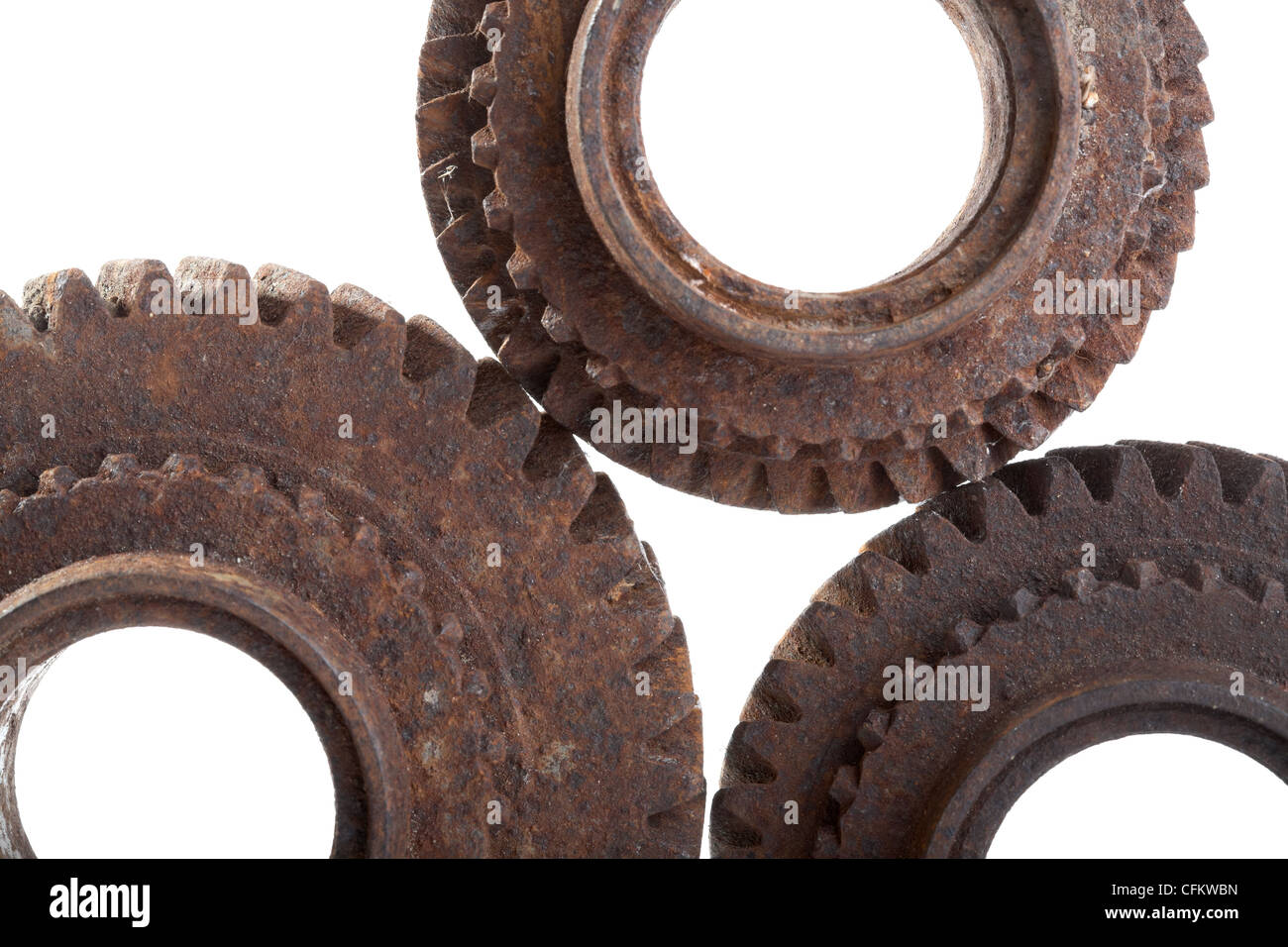 Rusty gears on a white background isolated Stock Photo - Alamy