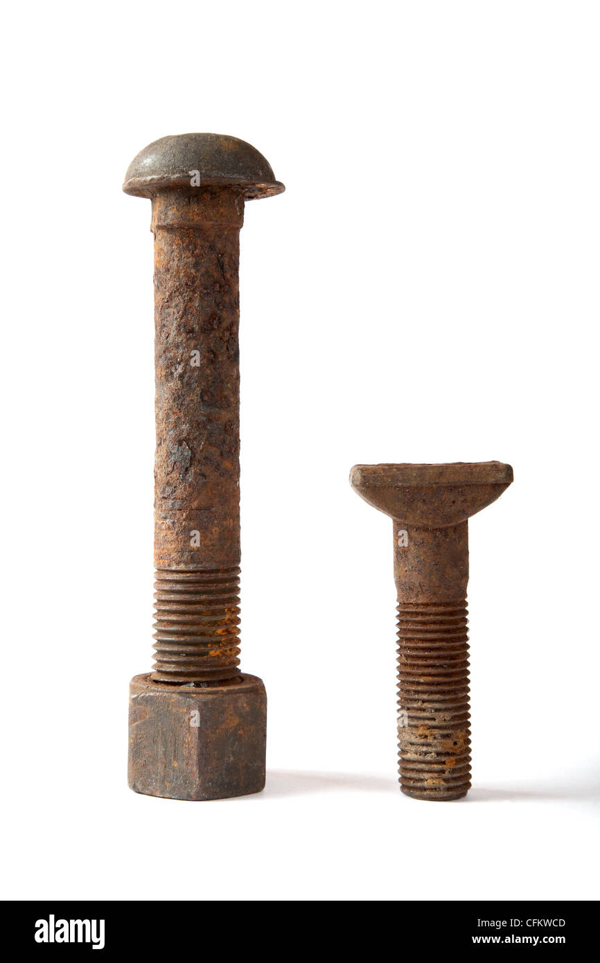 Rusty bolt with a nut on white background isolated Stock Photo - Alamy