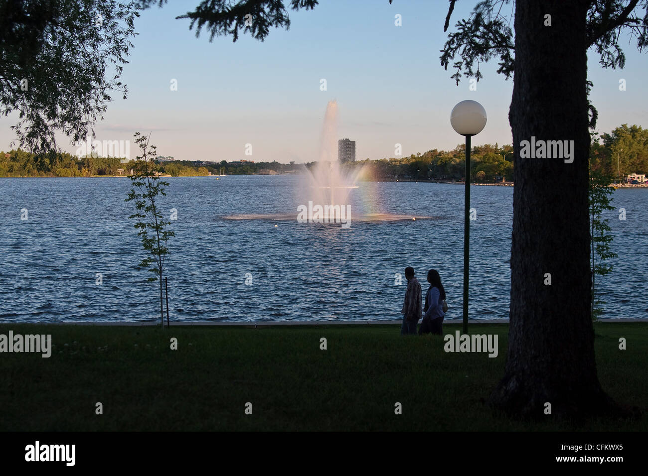 Fountain in Wascana Lake, Regina, Saskatchewan Stock Photo - Alamy