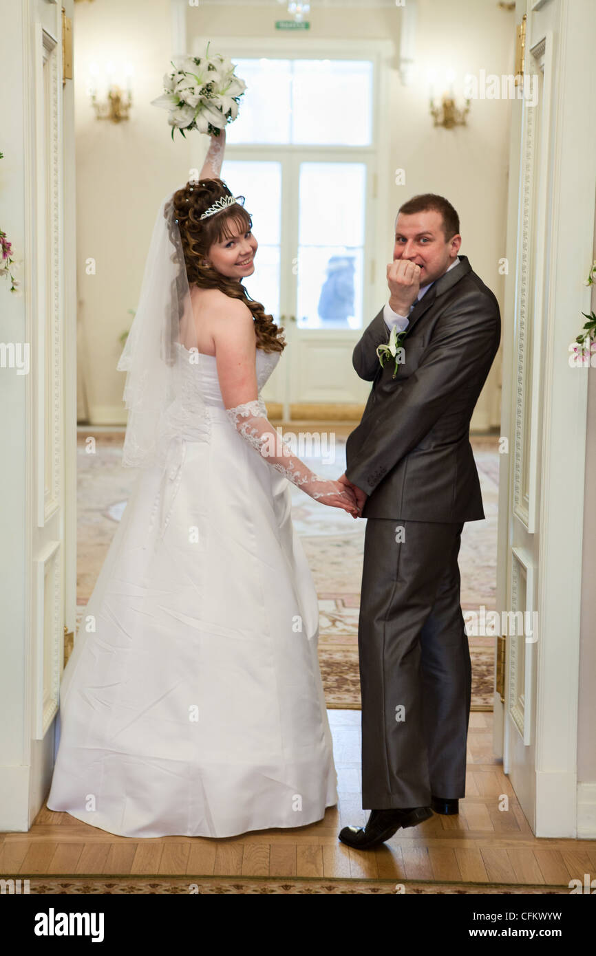 Young wedding Caucasian Russian couple Stock Photo - Alamy