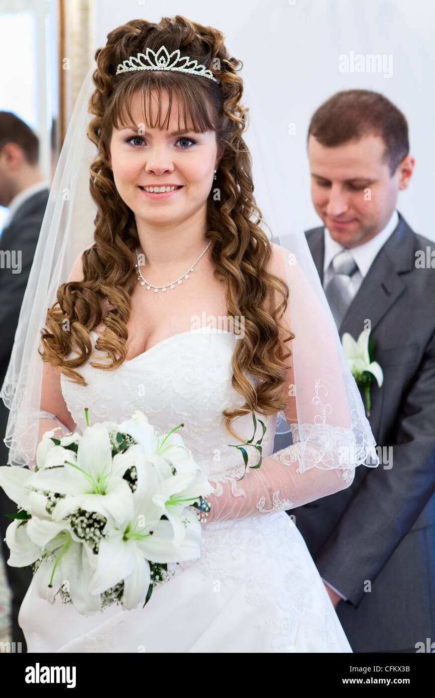 Young wedding Caucasian Russian couple standing together Stock Photo ...
