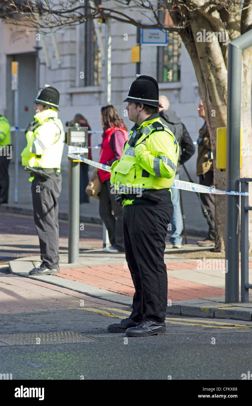 Police officers at a disaster training exercise in Leeds city center ...