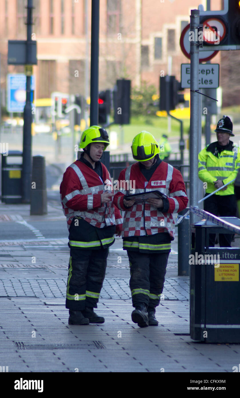 Police officer at a disaster training exercise in Leeds city center ...