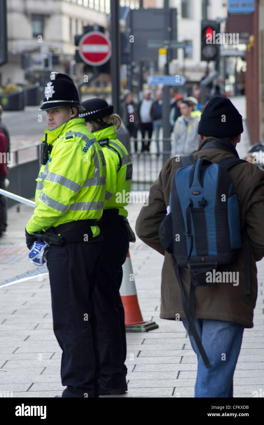 Police officers at a disaster training exercise in Leeds city center ...