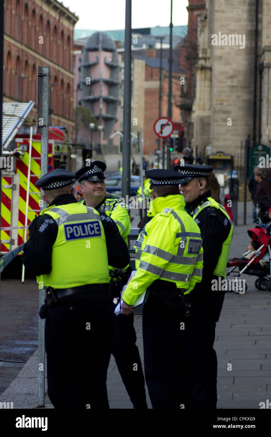 Police officers at a disaster training exercise in Leeds city center ...