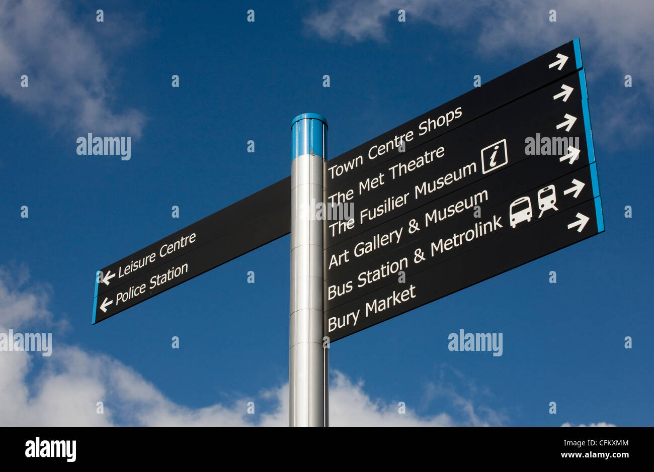 Bury Town Centre street sign Stock Photo - Alamy