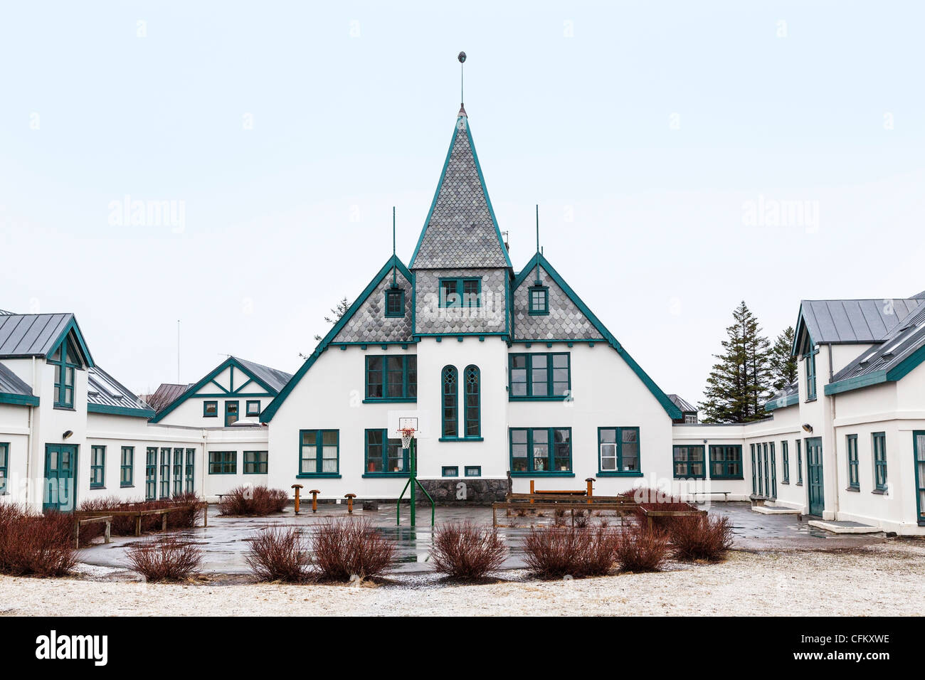 School buildings near the Landakotskirkja Roman Catholic cathedral ...