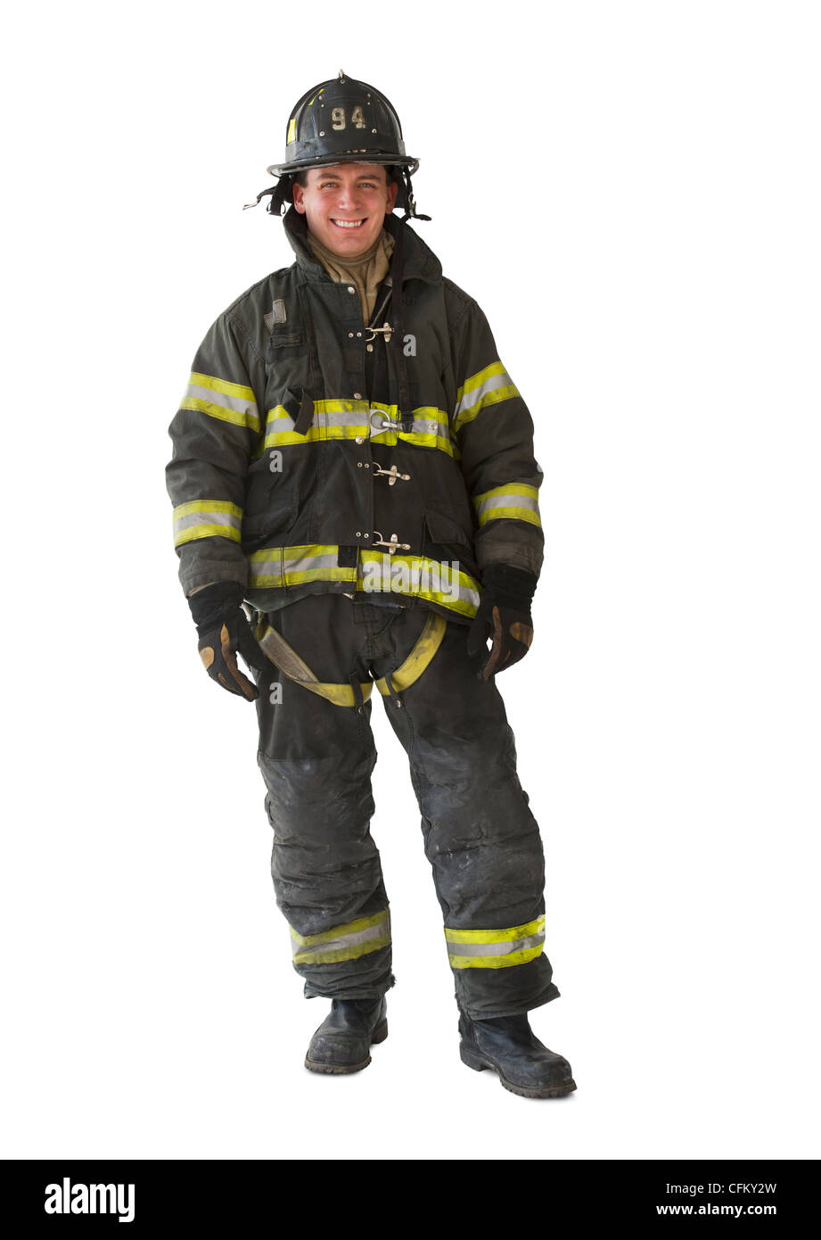 Studio portrait of firefighter Stock Photo - Alamy