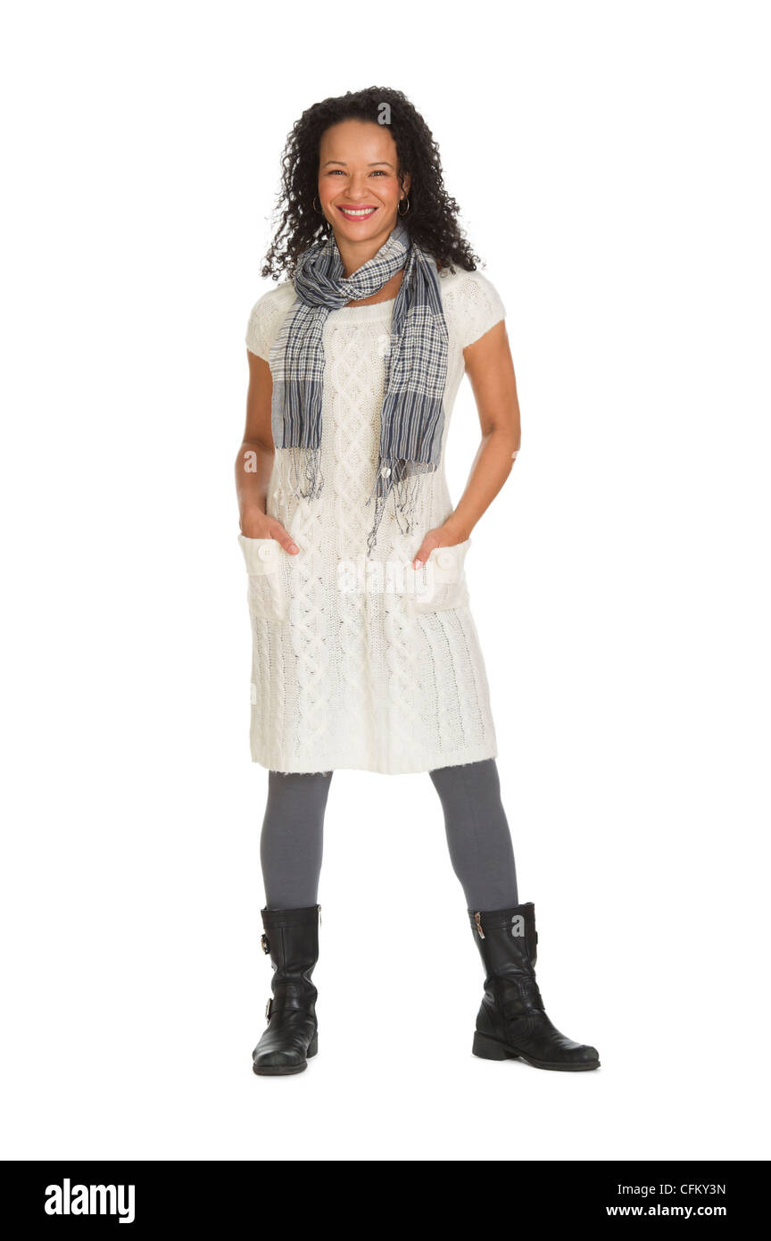Mid adult happy woman Cut Out Stock Images & Pictures - Alamy