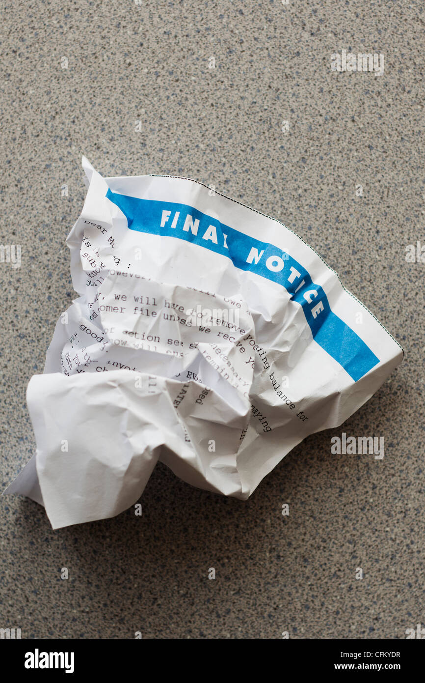 Studio shot of crumpled document Stock Photo - Alamy