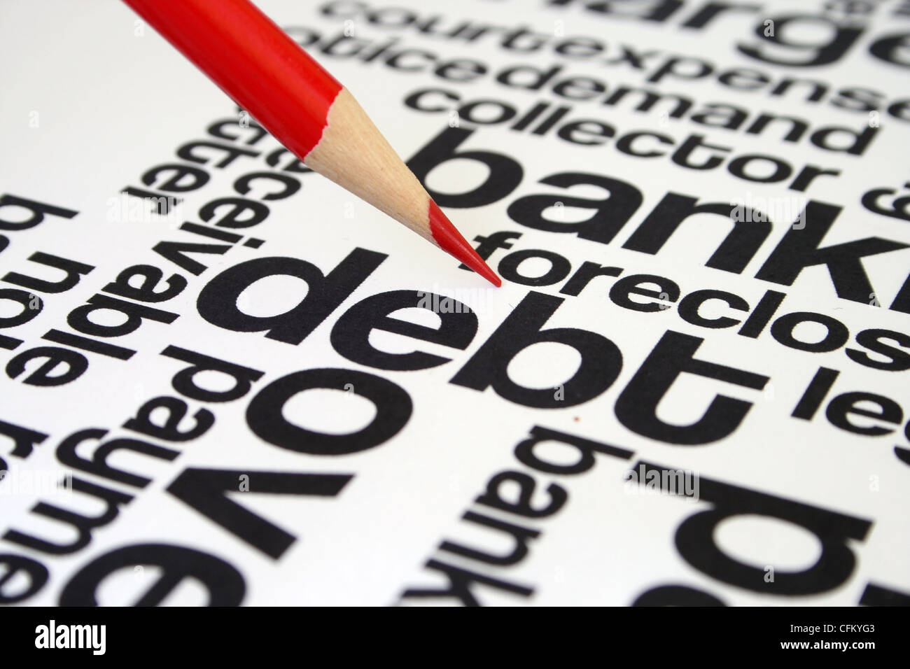 Debt word cloud Stock Photo - Alamy
