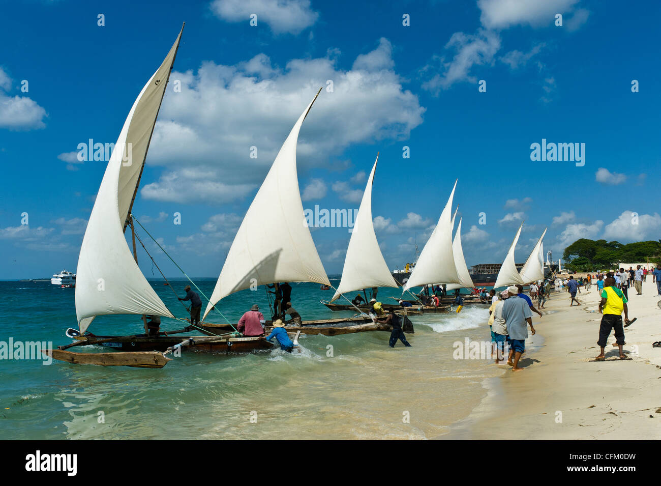 Start of a regatta for "Ngalawa" the traditional double-outrigger boats ...