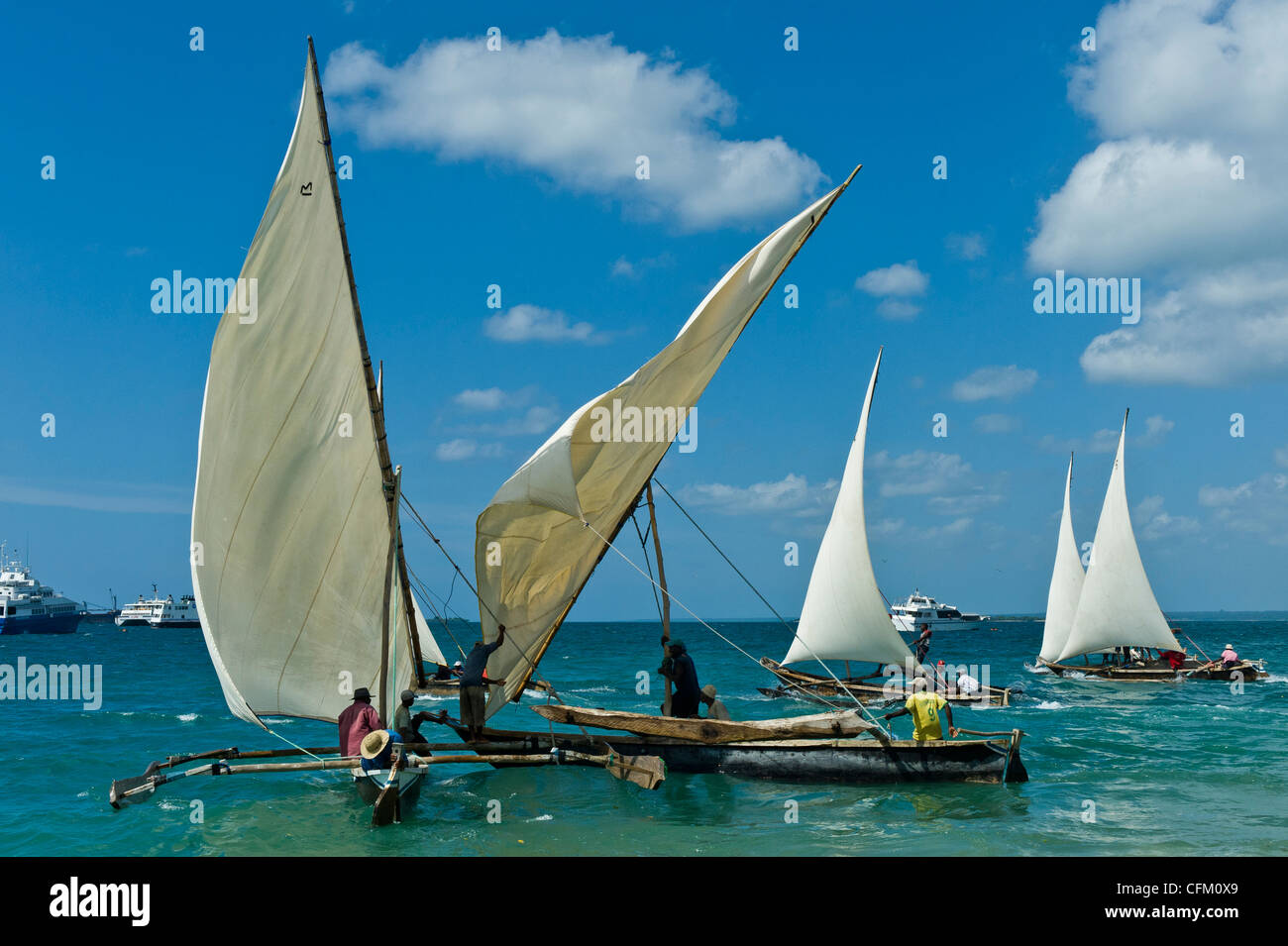 Start of a regatta for "Ngalawa" the traditional double-outrigger boats ...