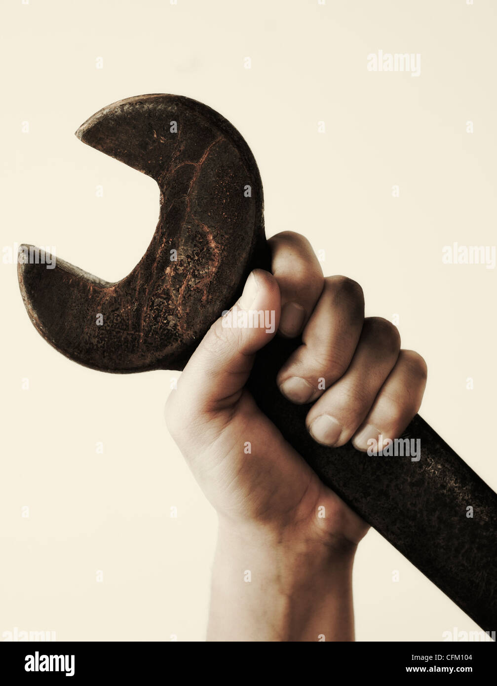 Hand holding wrench hi-res stock photography and images - Alamy