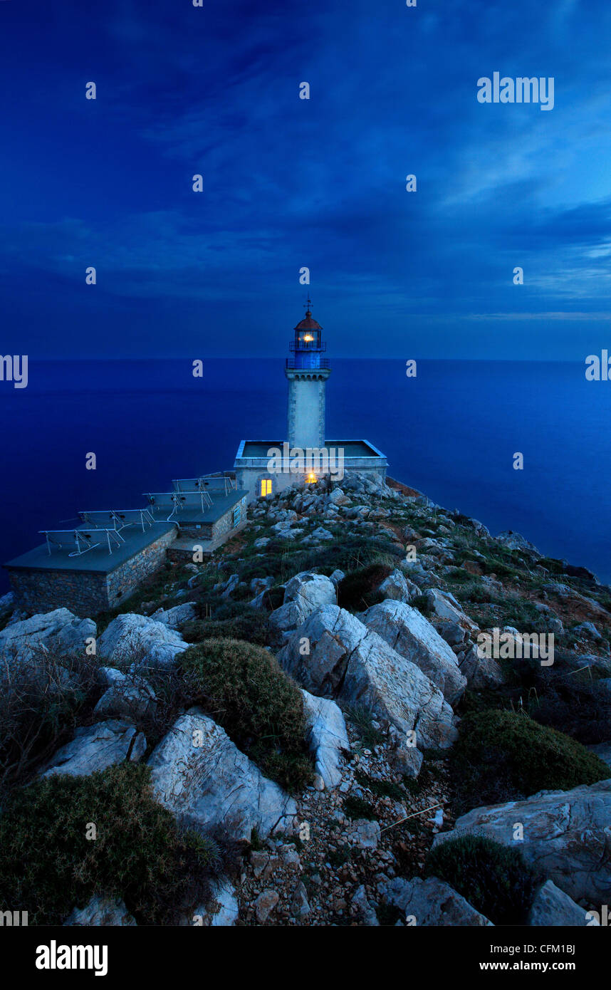 The lighthouse in Akrotainaron ("Cape Tainaron" or "Cape Matapan") on ...