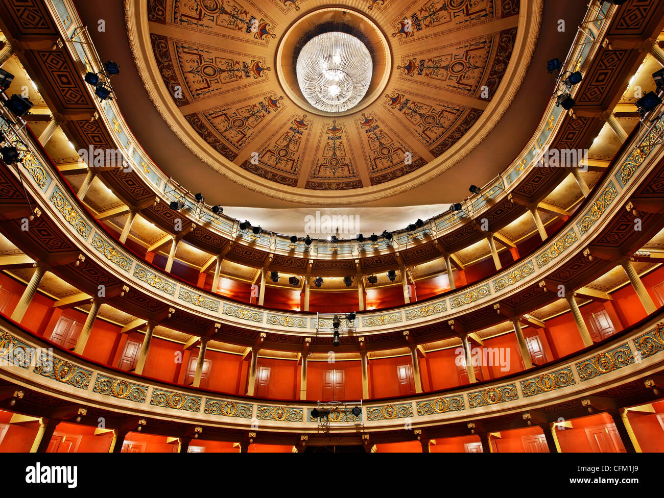 Inside view of the Apollo Municipal Theater, of the city of Patras ...