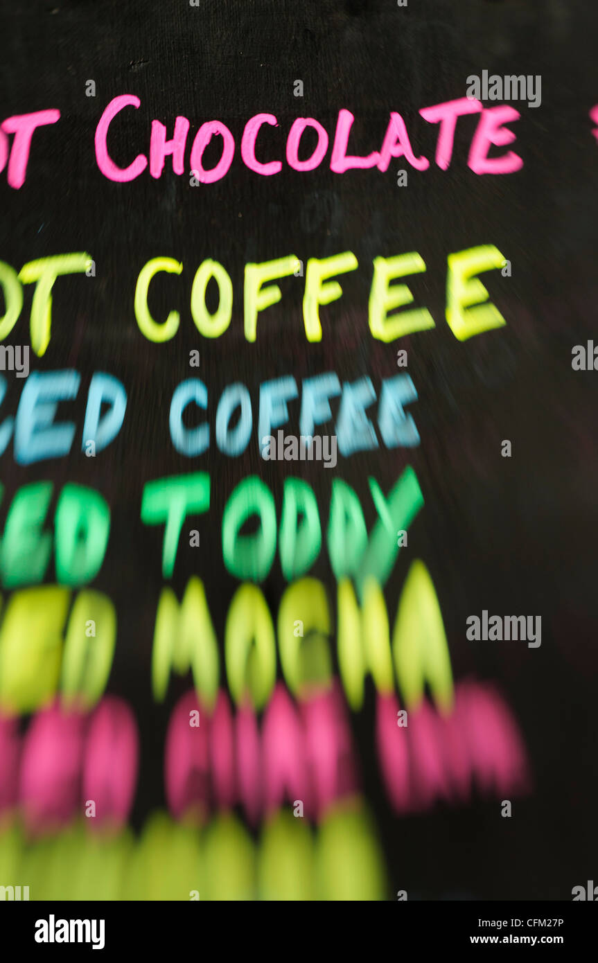 Colorful Handwritten Chocolate & Coffee Sign Stock Photo - Alamy