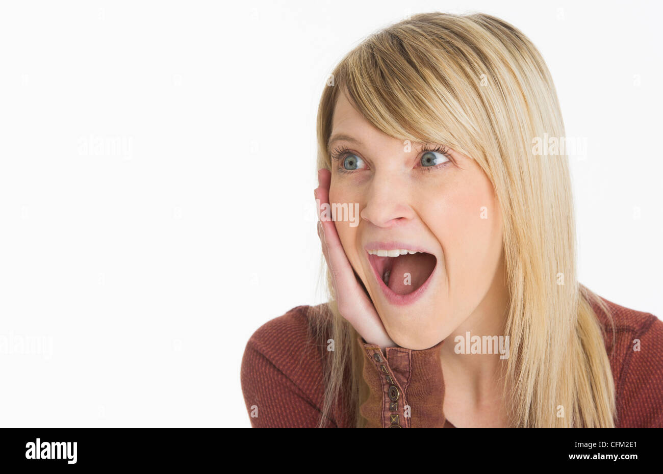 Surprised woman open mouth hi-res stock photography and images - Alamy