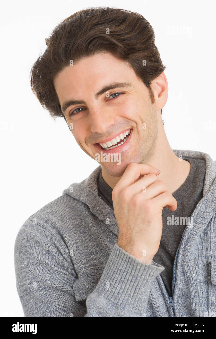 Happy portrait man hand Cut Out Stock Images & Pictures - Alamy