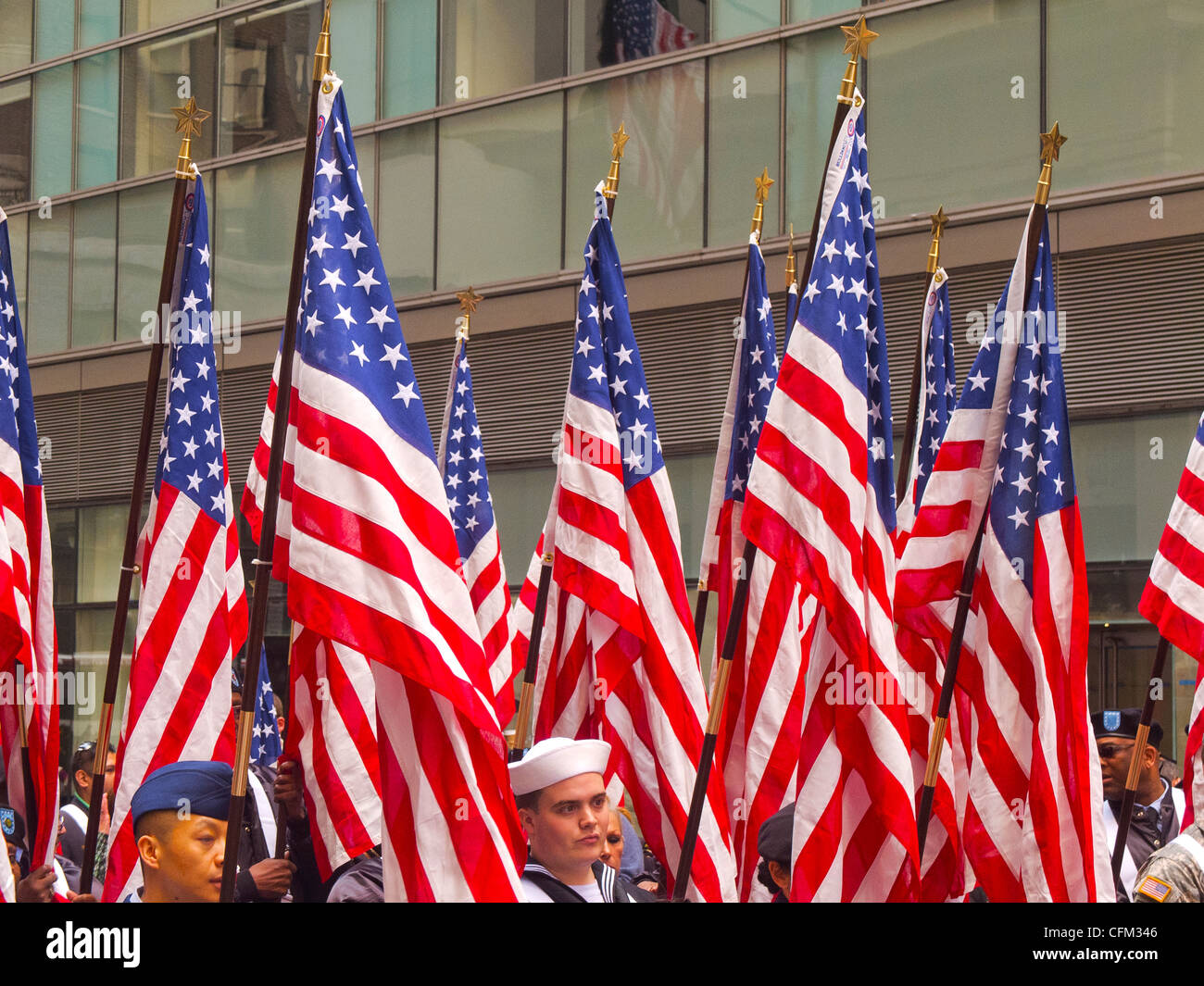 Armed Services members marching in the Tartan Day parade in Midtown ...