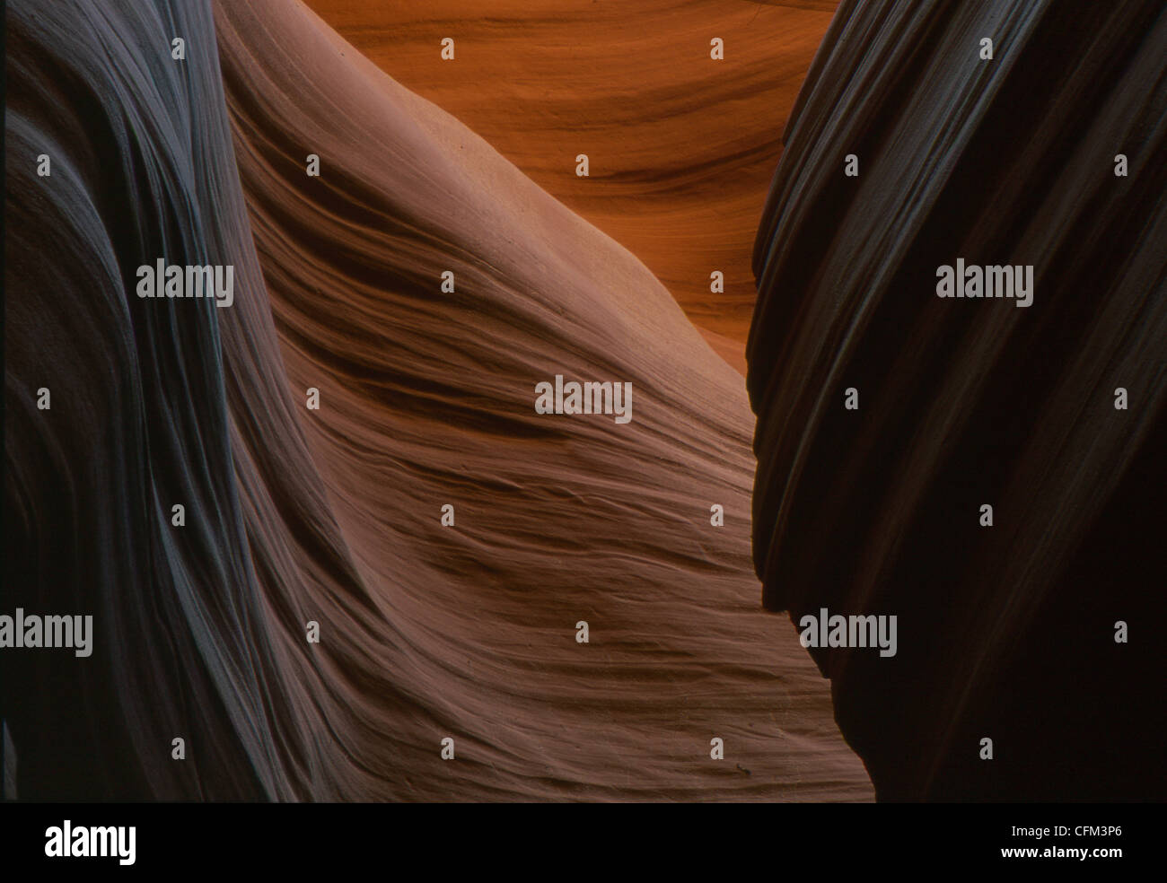 Lower Antelope Slot Canyon of sandstone carved out through wind water ...