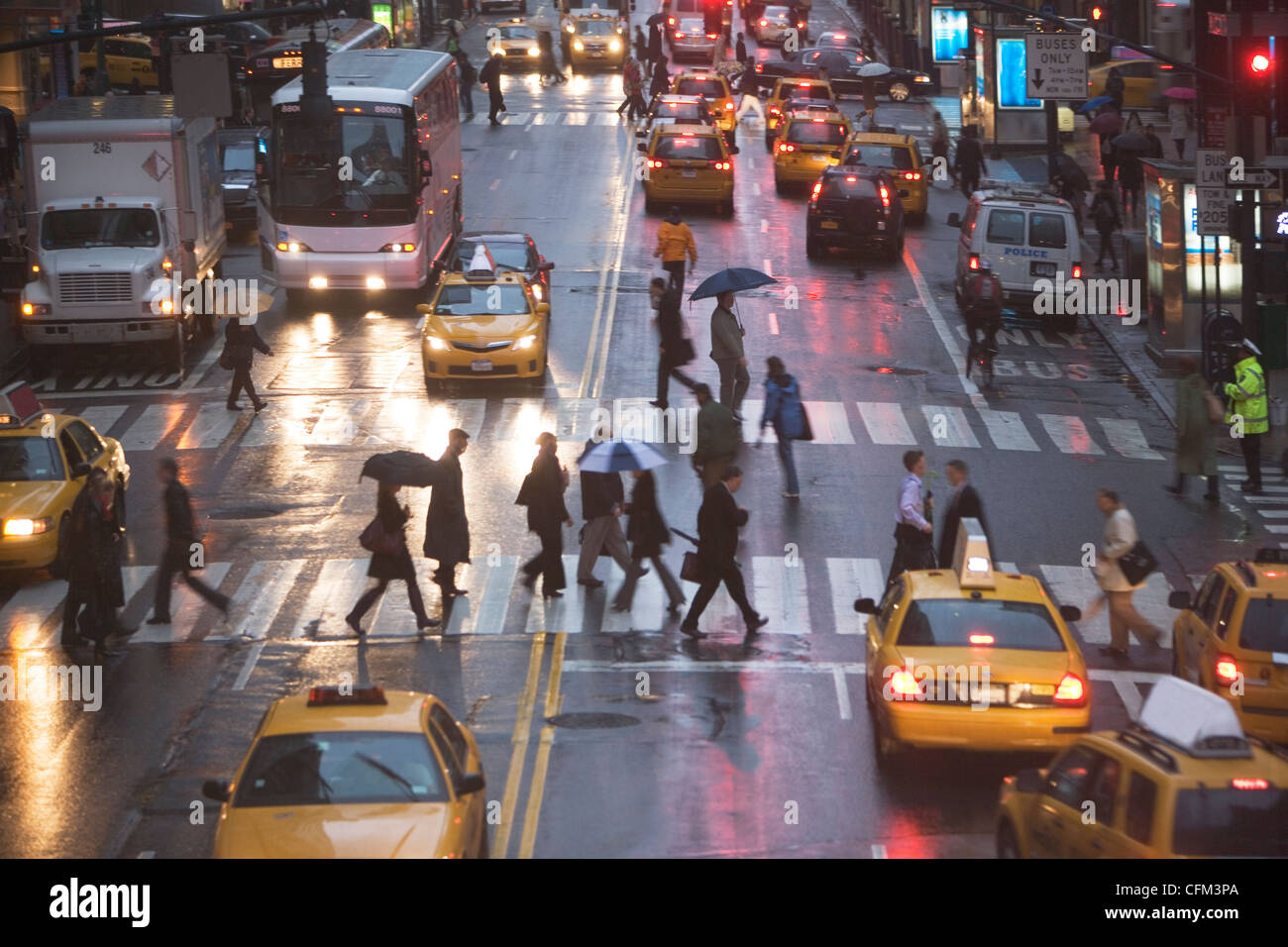 USA, New York state, New York city, pedestrians on zebra crossing Stock ...