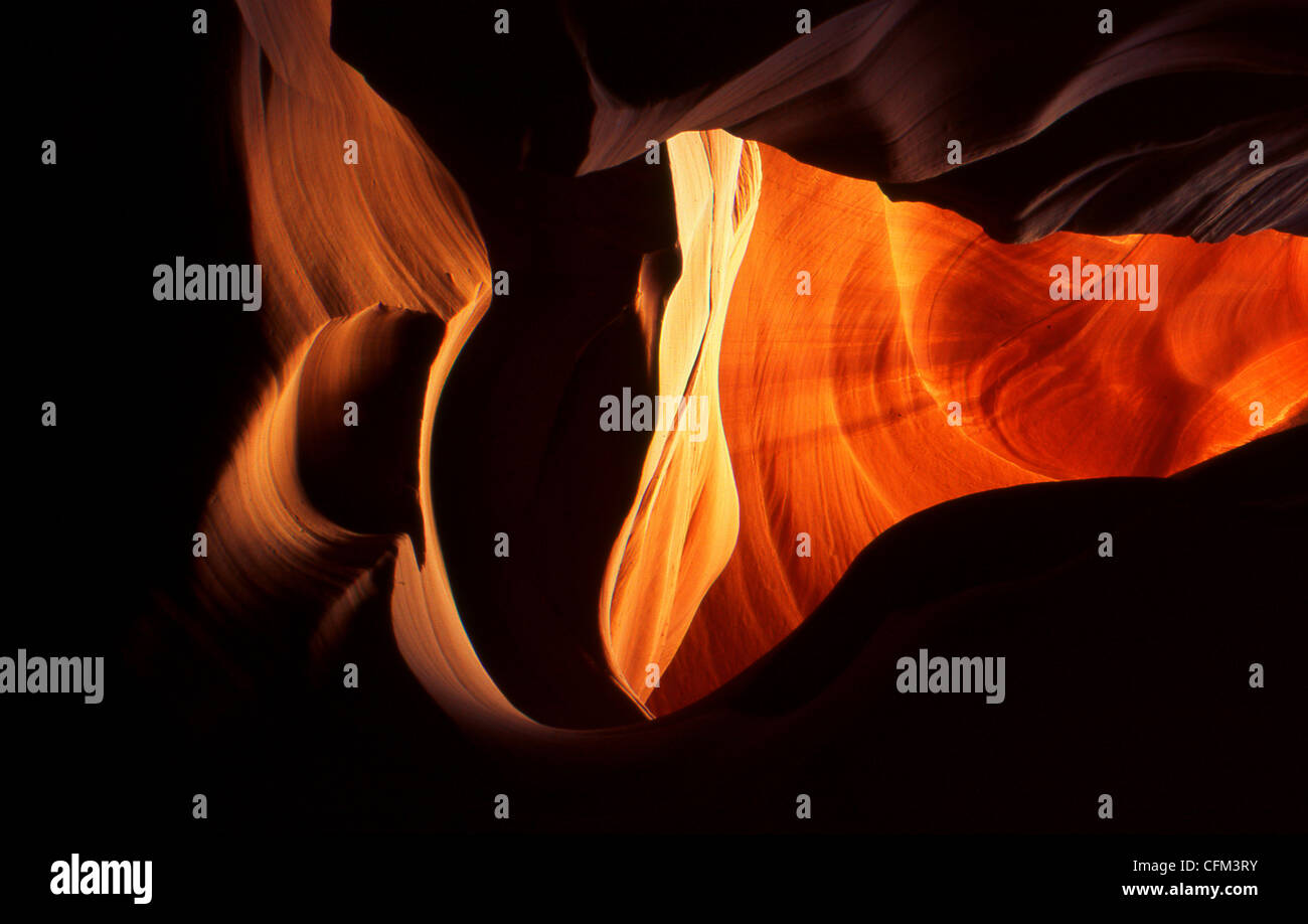 Lower Antelope Slot Canyon of sandstone carved out through wind water ...