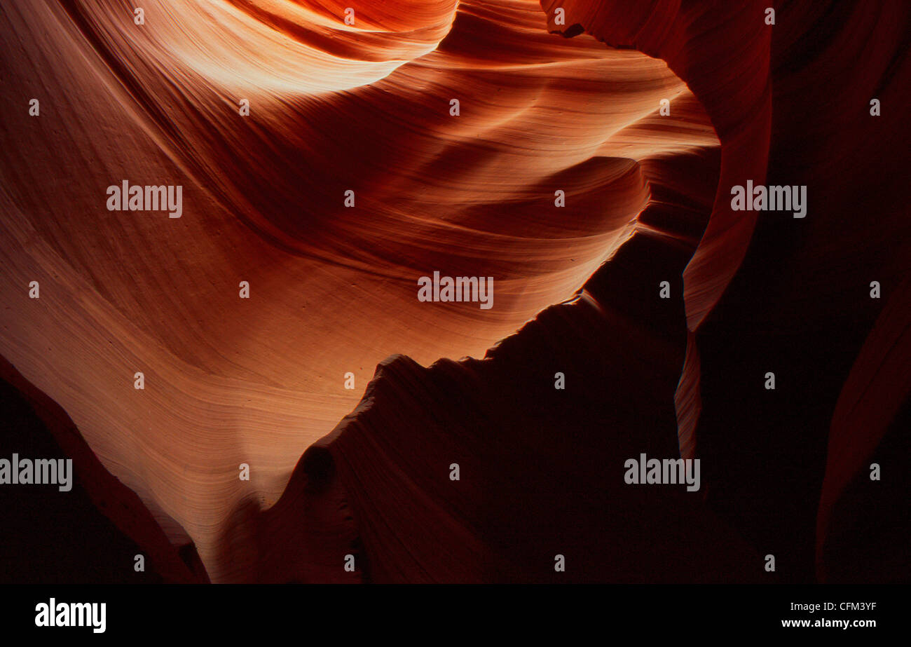 Lower Antelope slot Canyon of sandstone carved out through wind water ...