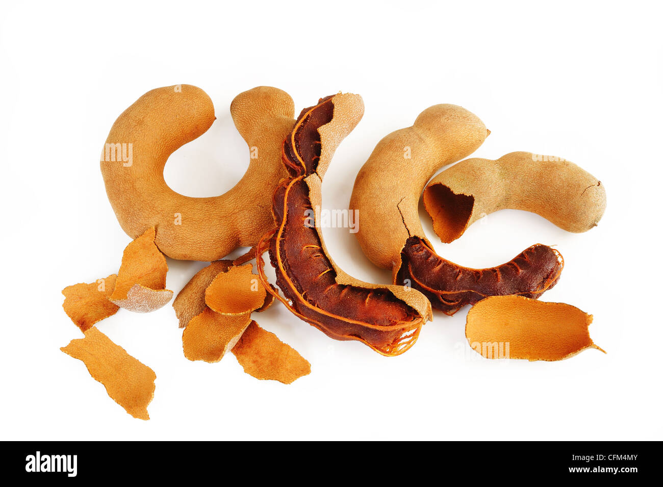 Ripe tamarind fruit on white background Stock Photo - Alamy