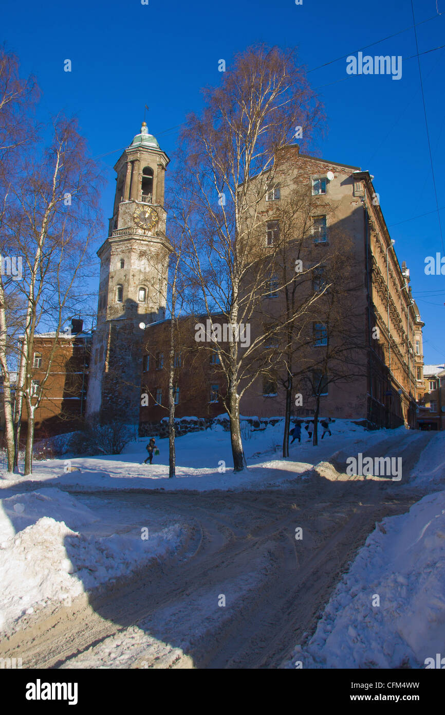Russia, Vyborg, Viipuri, Clock tower, Viipurin vanhan tuomiokirkon ...