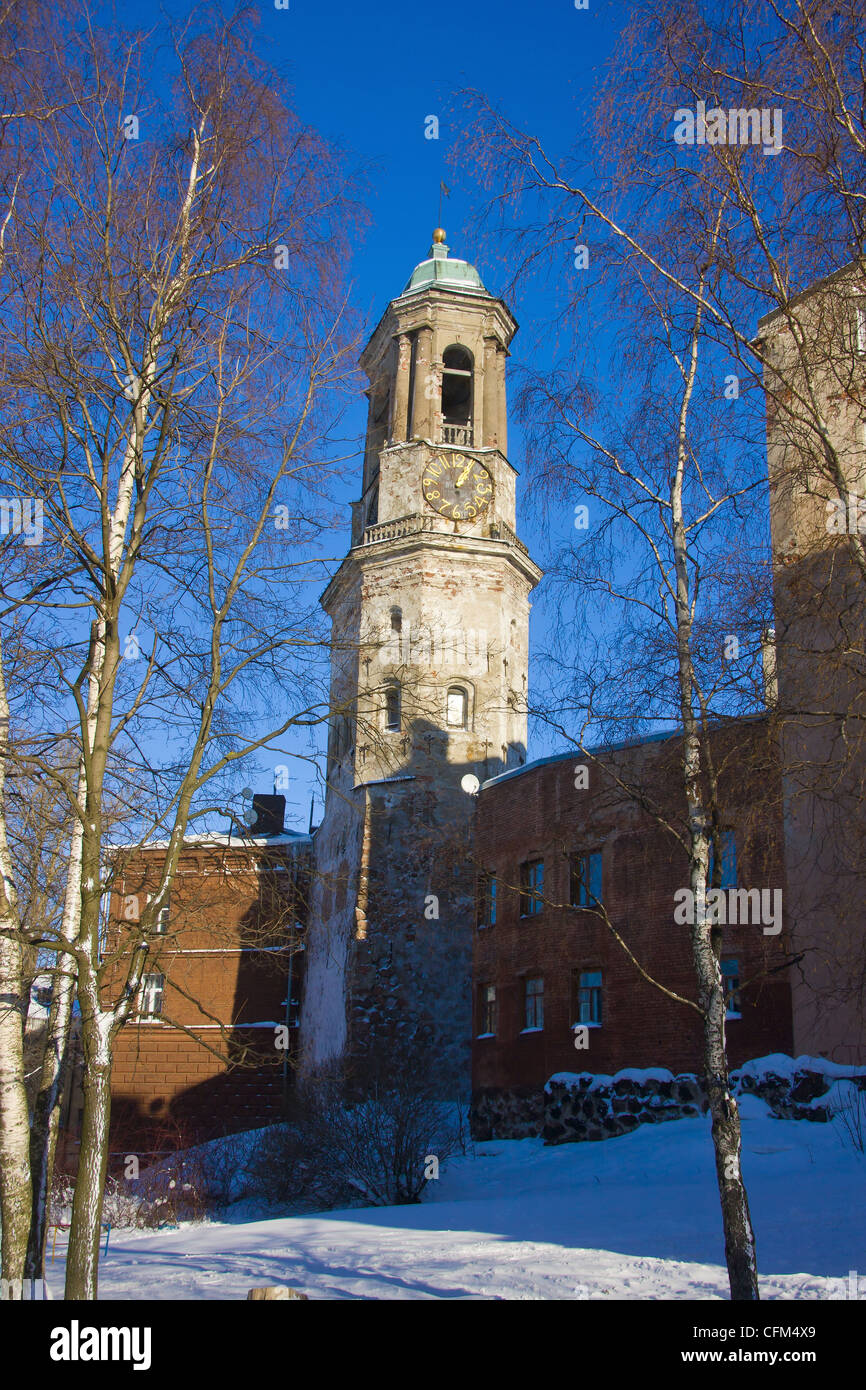 Russia, Vyborg, Viipuri, Clock tower, Viipurin vanhan tuomiokirkon ...