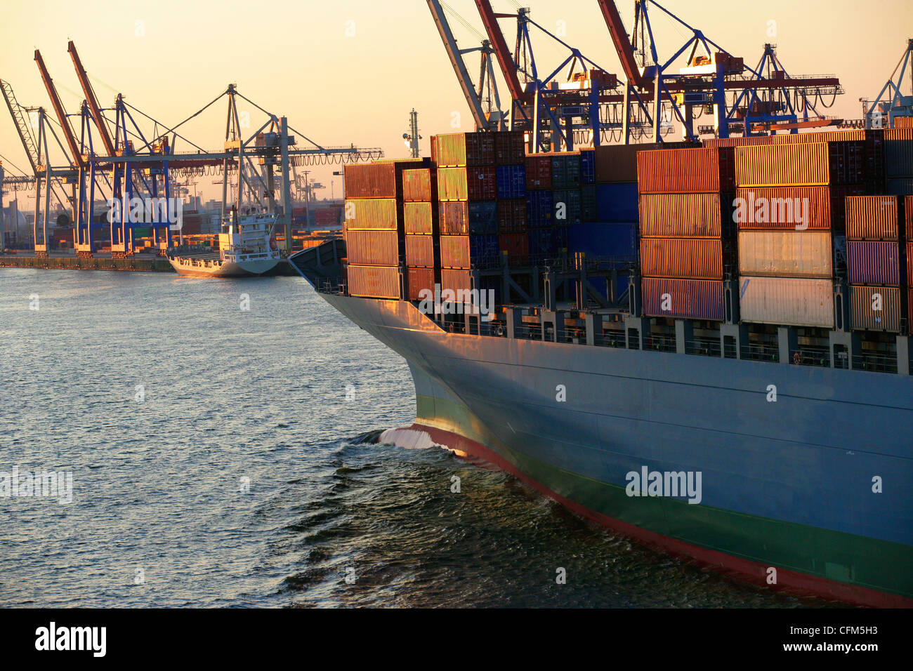Container vessel in port of Hamburg, Germany, Europe Stock Photo - Alamy