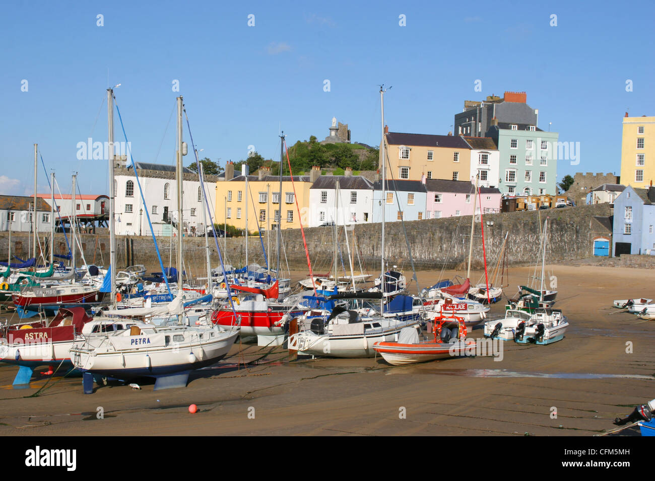 Harbour and Quay and Castle Hill Tenby Pembrokeshire Wales Stock Photo ...