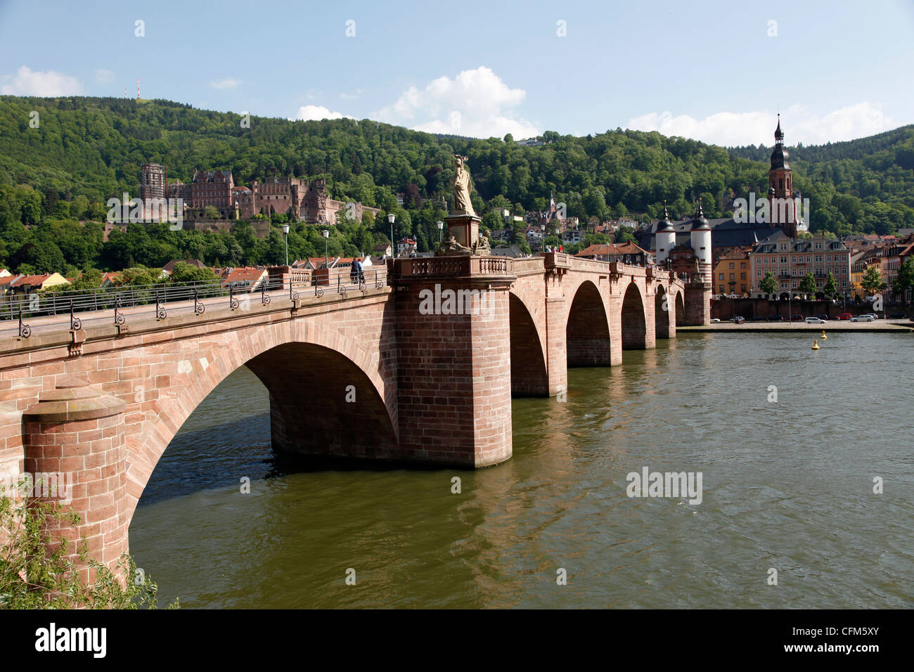 Old Bridge over the River Neckar, Old Town and castle, Heidelberg ...