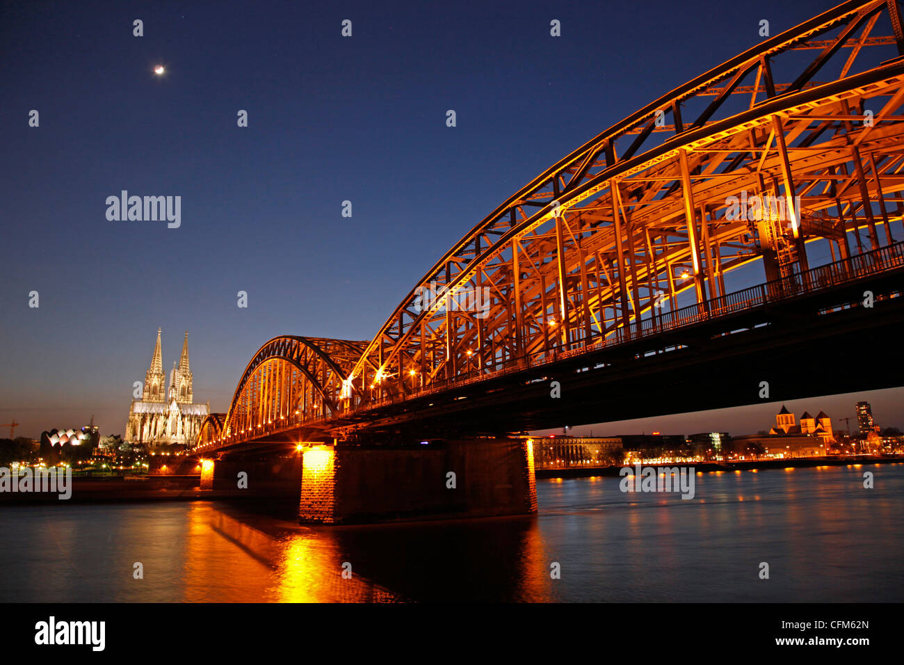 Hohenzollern Bridge over the River Rhine and Cathedral, Cologne, North ...