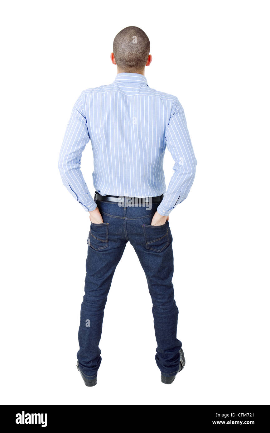 young casual man from the back, full body, isolated Stock Photo - Alamy