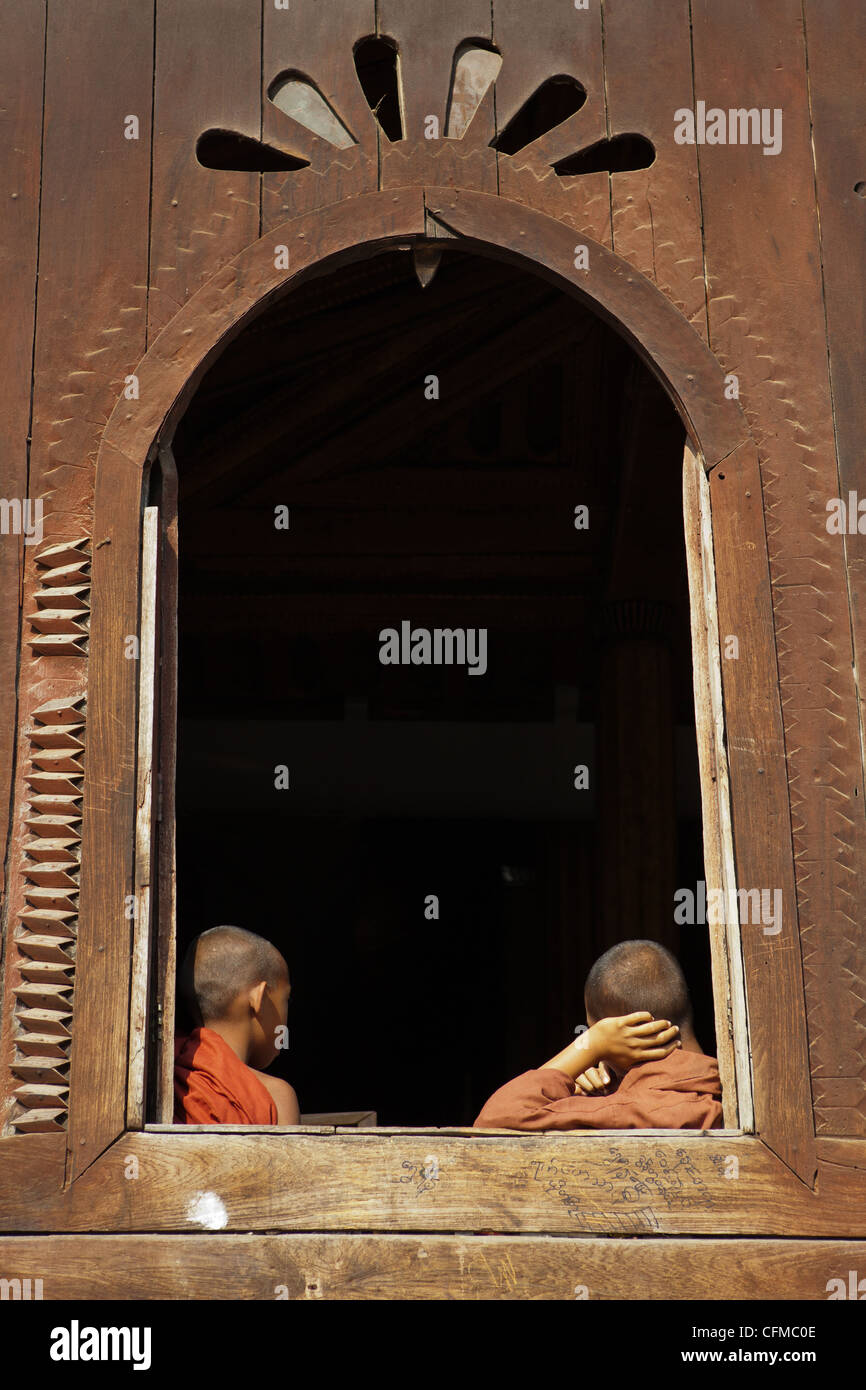 The unique oval windows at this ancient teak monastery in Shwenyaung ...