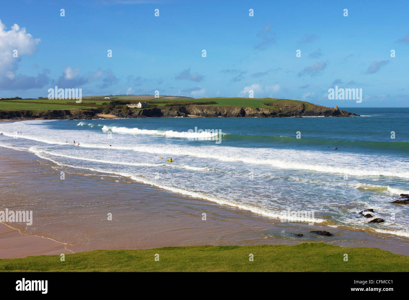 Surfers, Harlyn Bay, Cornwall, England, United Kingdom, Europe Stock ...