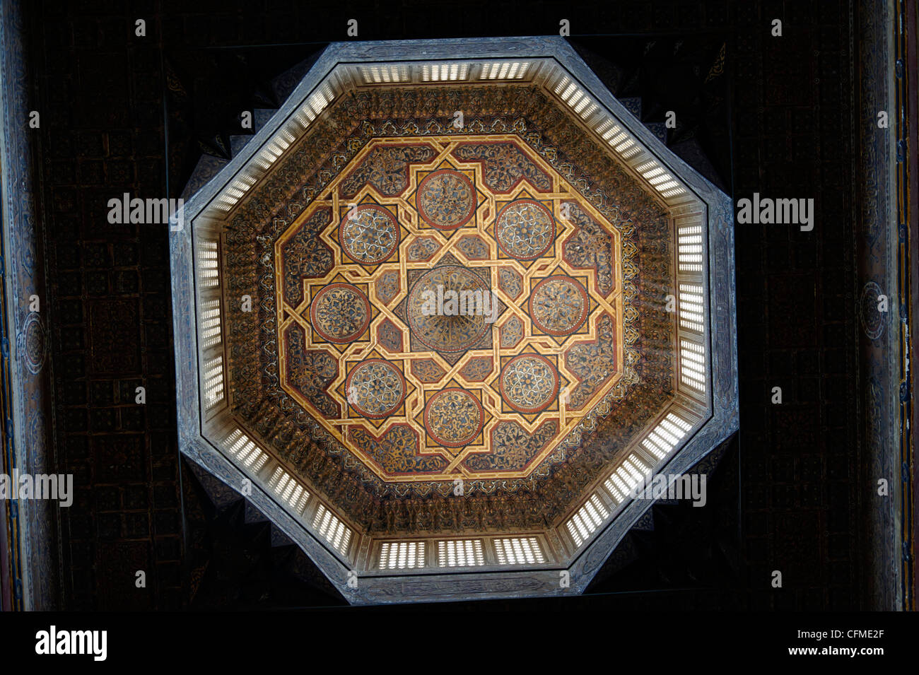 Cairo. Egypt. View of the vividly painted wooden ceiling above the ...