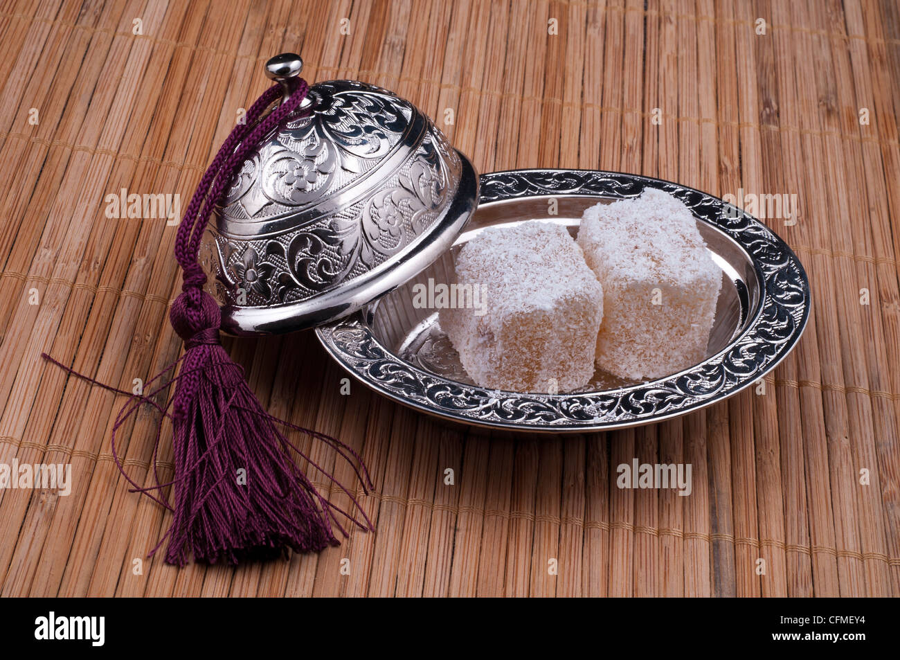 Turkish delight Box inside delicious turkish delights Stock Photo - Alamy