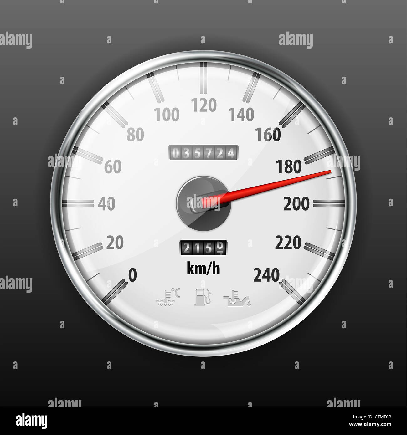 Detailed Car Speedometer with Warning Icons, vector illustration Stock ...