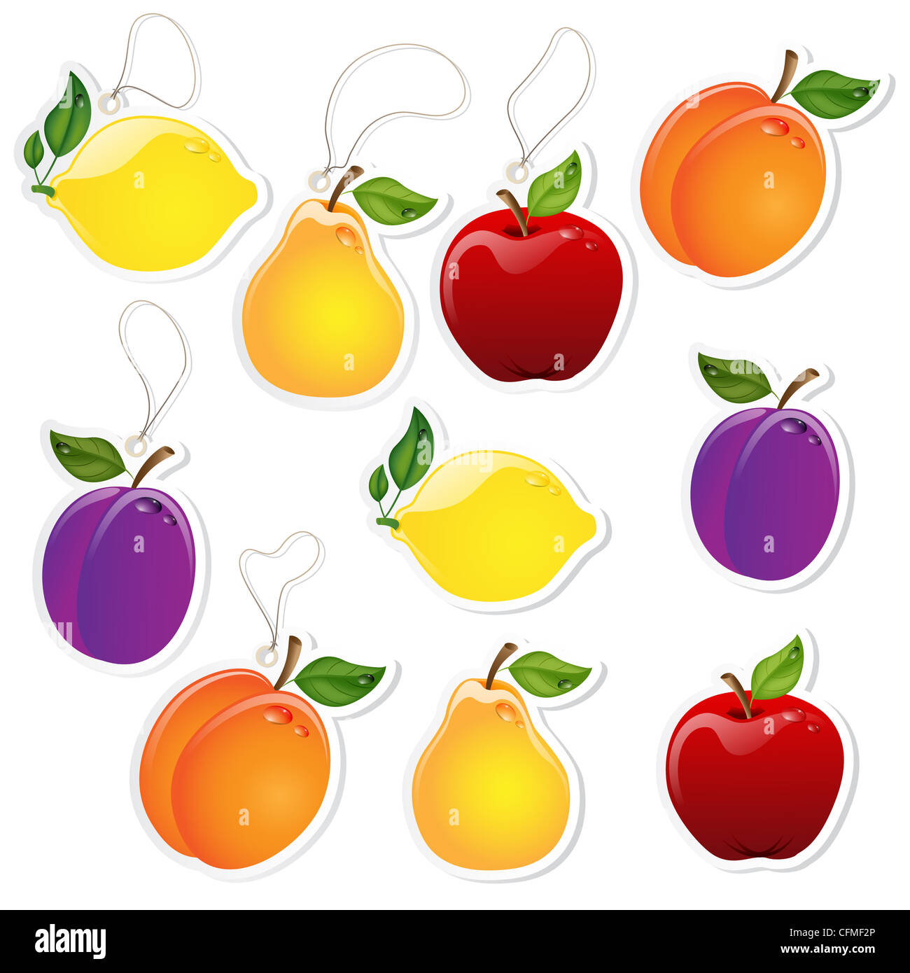 Set of fruit labels with or without lace Stock Photo - Alamy
