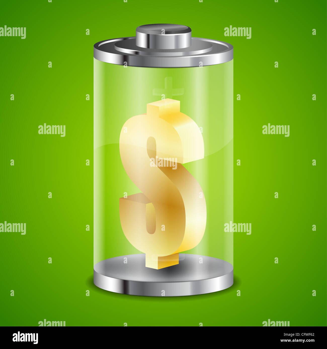 Concept - Money for Energy. Dollar Sign in the Battery. Vector ...