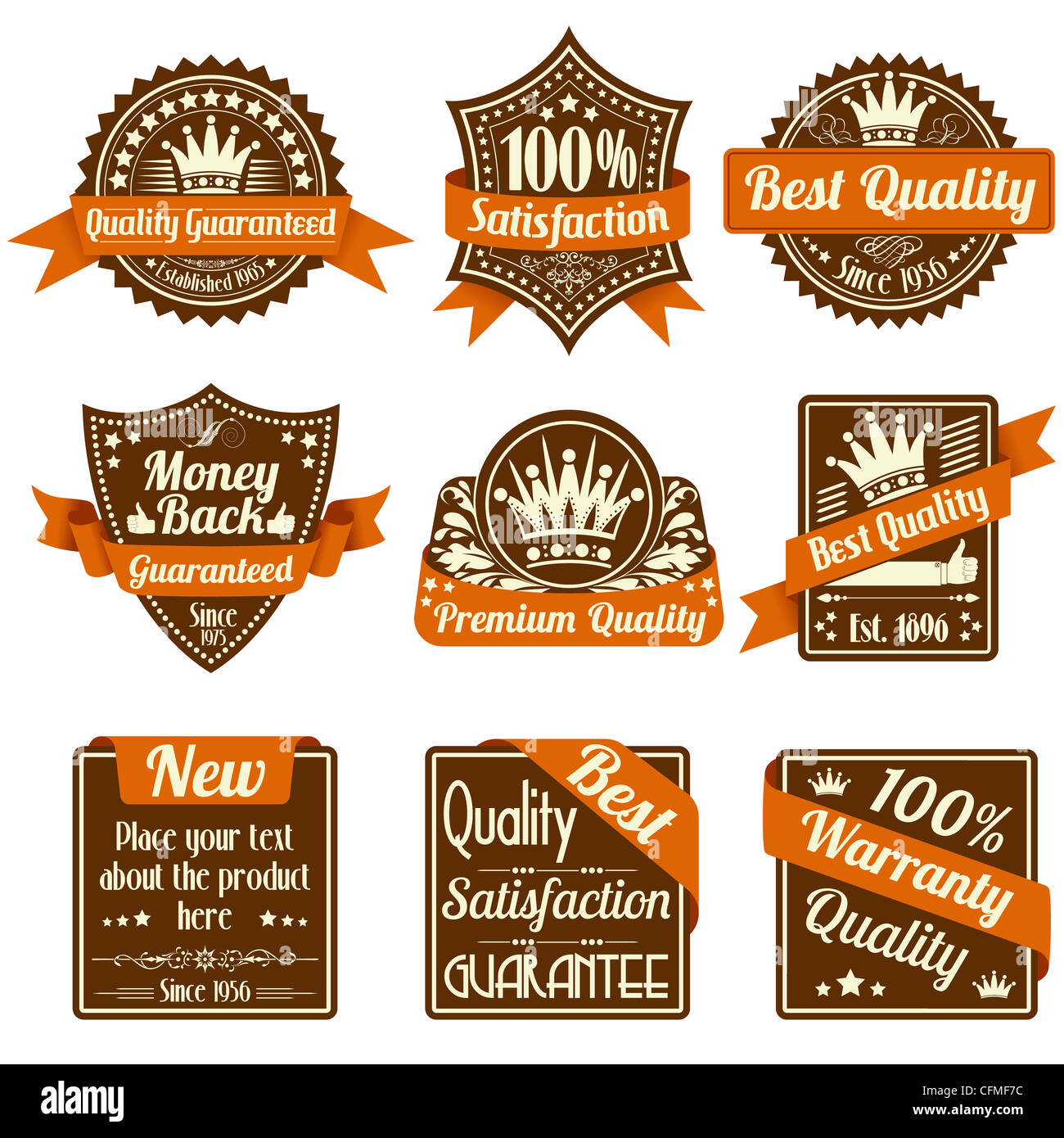 Collection Best Quality and Guarantee Labels, vintage design, vector ...