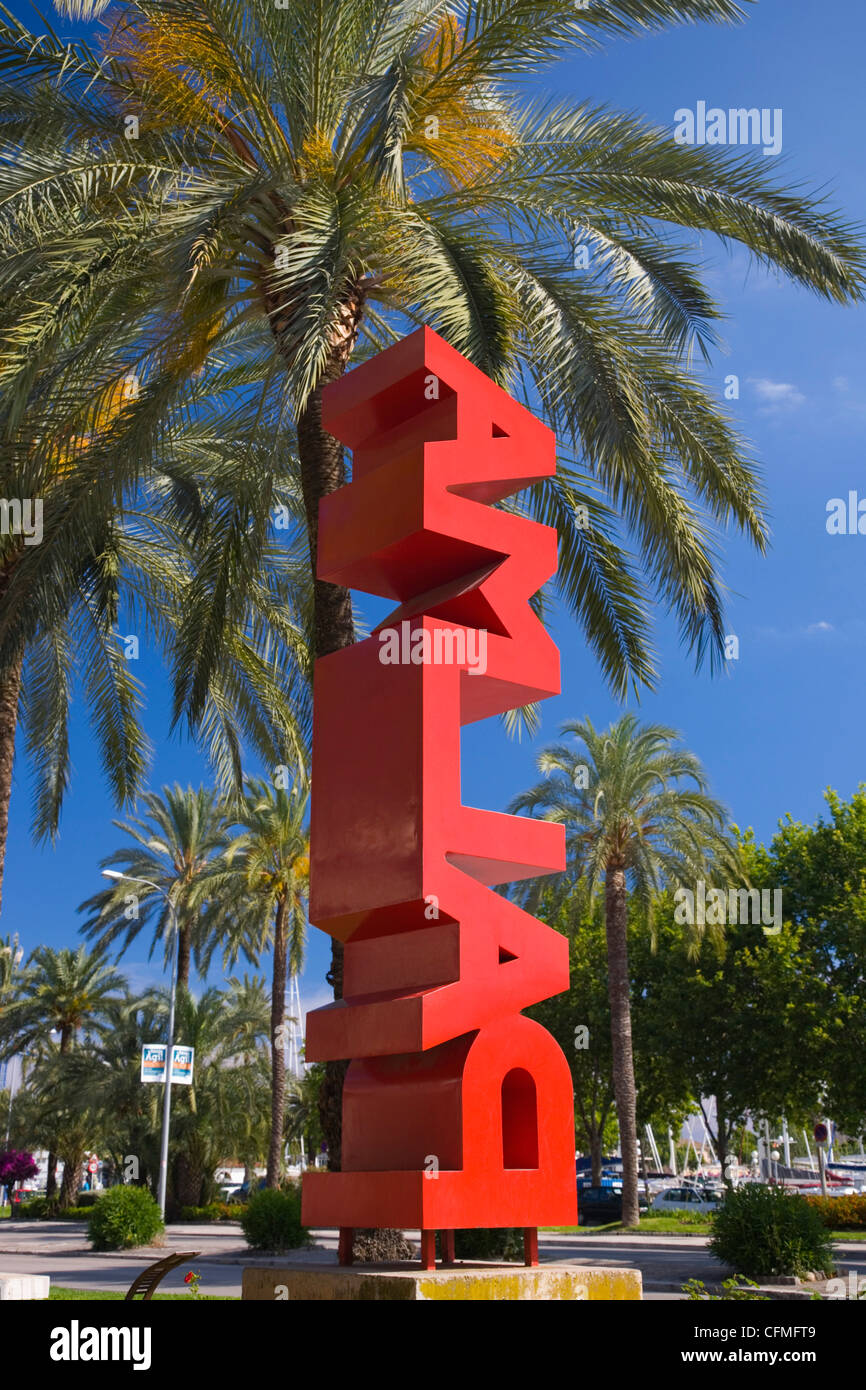 Giant red Palma sign on Avinguda Gabriel Roca, Palma de Mallorca ...